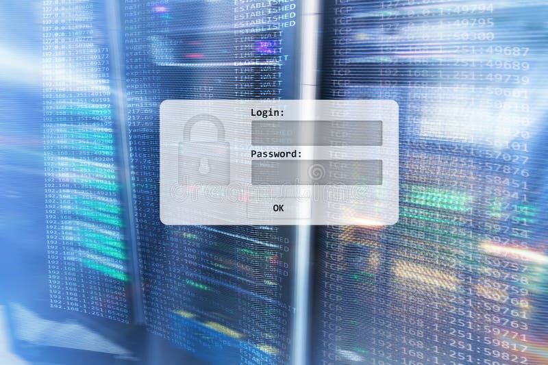 Server Room, Login and Password Request, Data Access and Security Stock ...