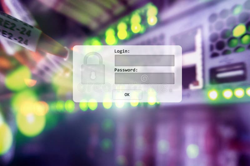 Server Room, Login and Password Request, Data Access and Security Stock ...