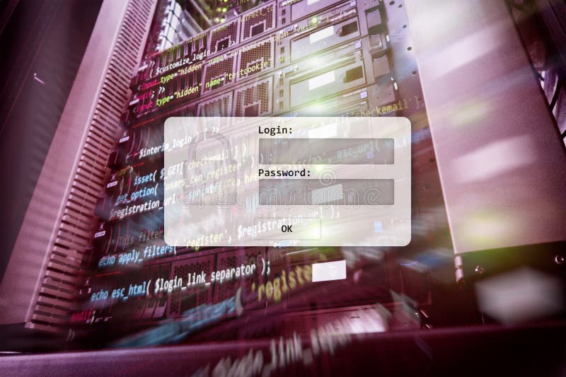 Server Room, Login and Password Request, Data Access and Security ...