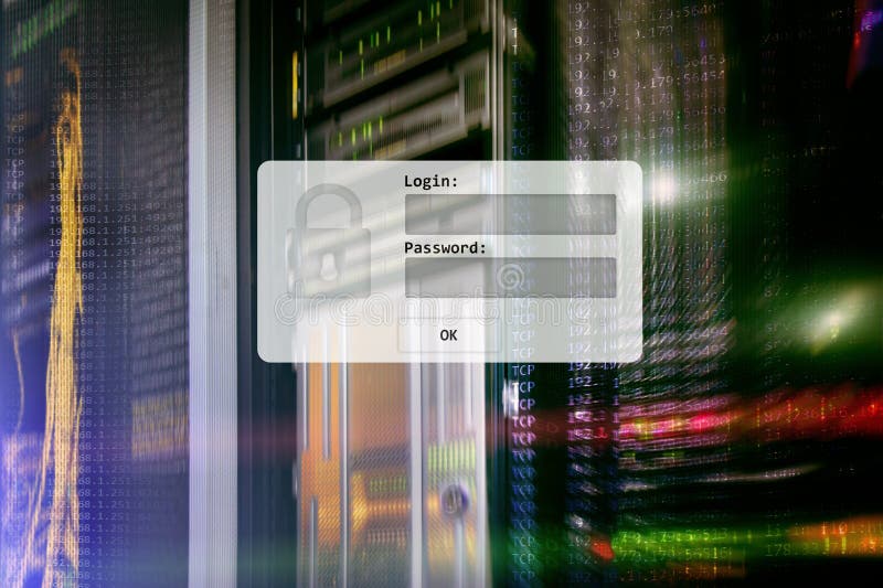 Server Room, Login and Password Request, Data Access and Security ...