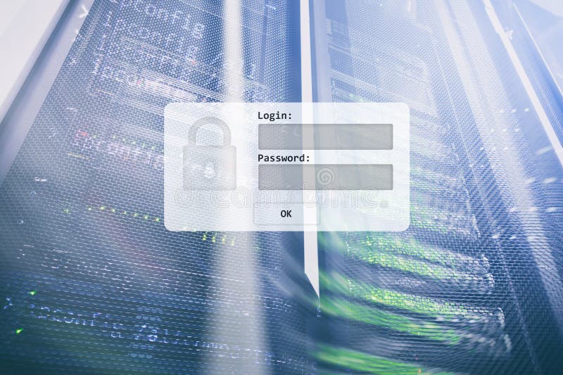 Server Room, Login and Password Request, Data Access and Security ...
