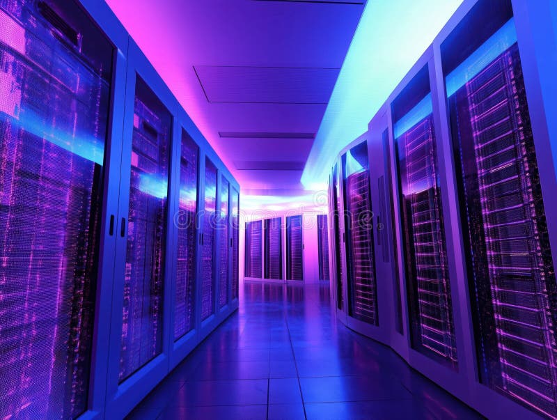 A Server Room with Lots of Computers. Stock Photo - Image of service ...