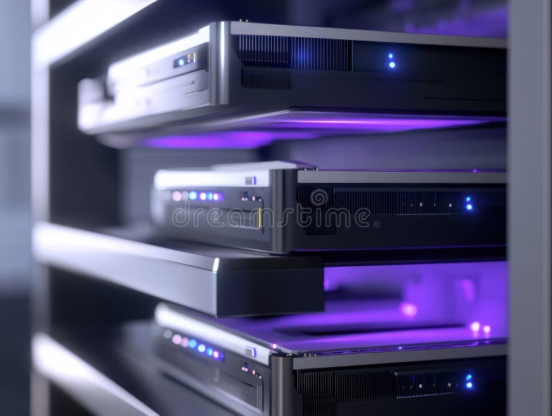 A Server Room with Many Servers Stacked on Top of Each Other Stock ...