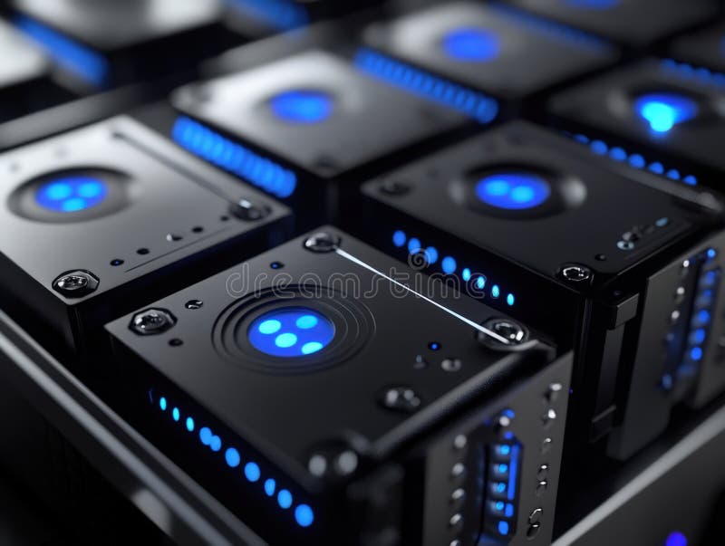 A Server Room with Many Servers Stacked on Top of Each Other Stock ...