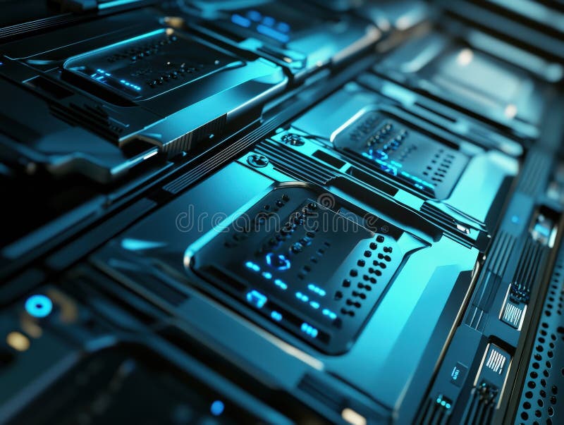 A Server Room with Many Servers Stacked on Top of Each Other Stock ...