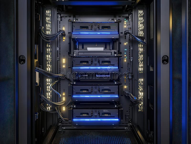 A Server Room with Many Servers Stacked on Top of Each Other Stock ...