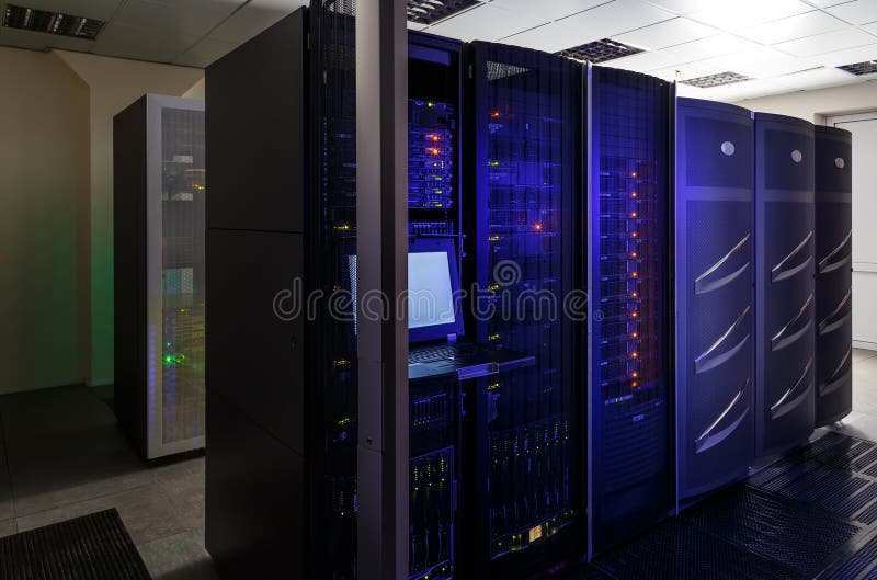Server Room with Modern Communication and Server Equipment Stock Image ...