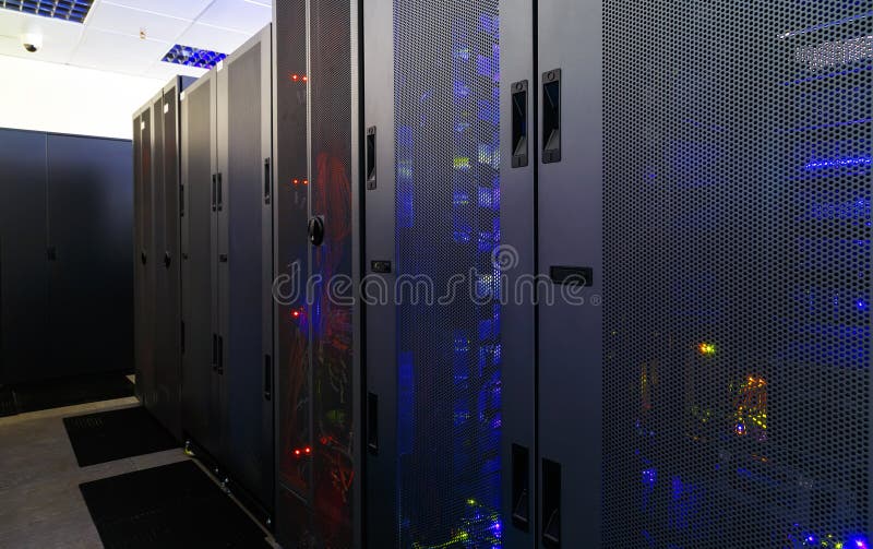 Server Room with Modern Communication and Server Equipment Stock Image ...
