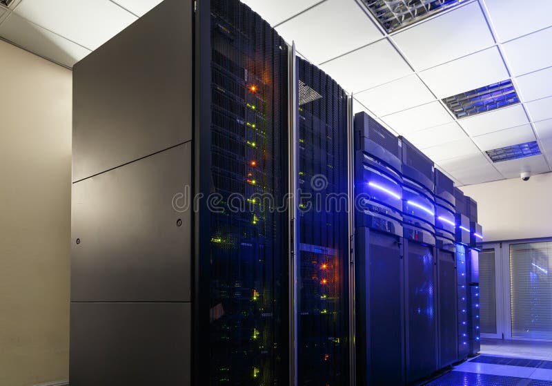 Server Room with Modern Communication and Server Equipment Stock Image ...