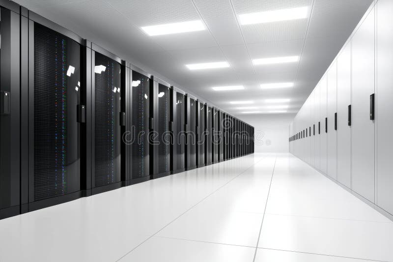 The Server Room in a Modern Data Center is Full of Server Racks. Stock ...