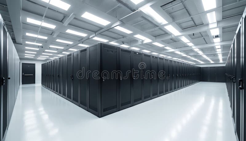 Server Room with Modern Data Processing Storage Center, Advanced ...