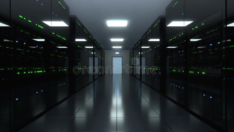 Interior of a Data Center with Neon Lights Stock Video - Video of ...