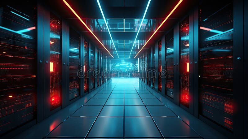 Server Room in a Modern Office of a Technology Company. Development of ...