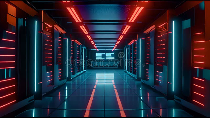 Server Room in a Modern Office of a Technology Company. Development of ...