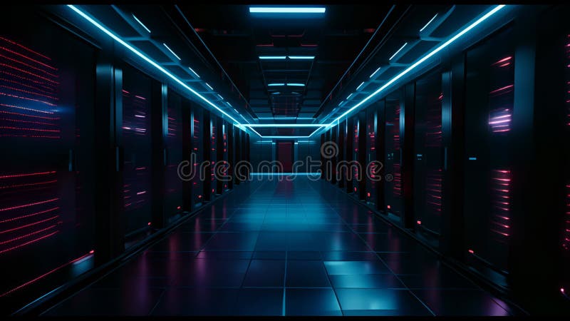 Server Room in a Modern Office of a Technology Company. Development of ...