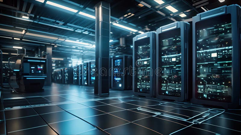 Server Room in a Modern Office of a Technology Company. Development of ...