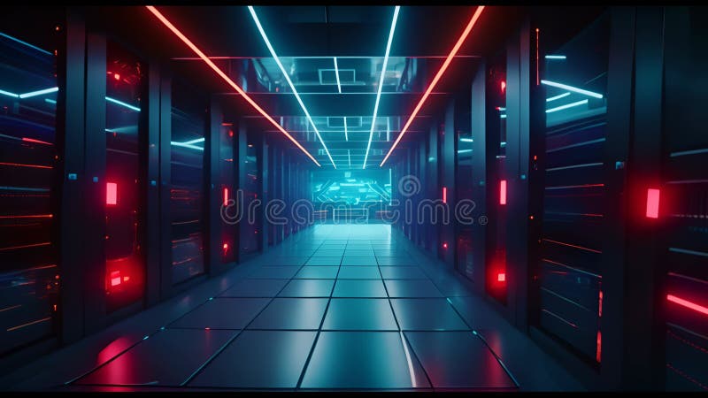 Server Room in a Modern Office of a Technology Company. Development of ...