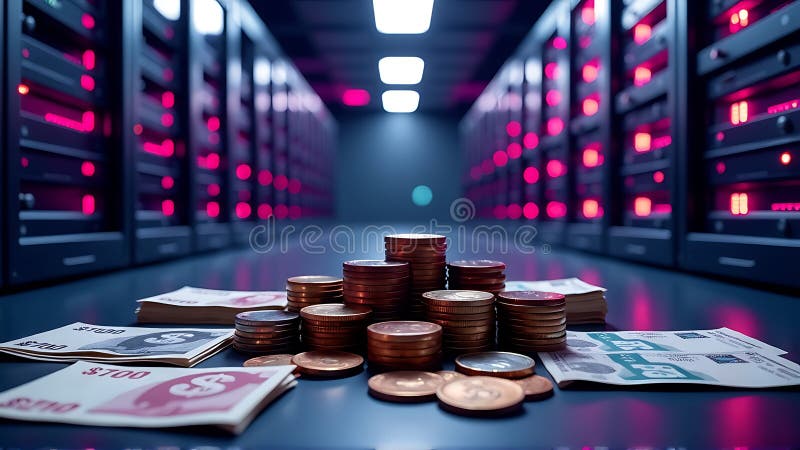 Server Room Money Stack stock illustration. Illustration of storage ...