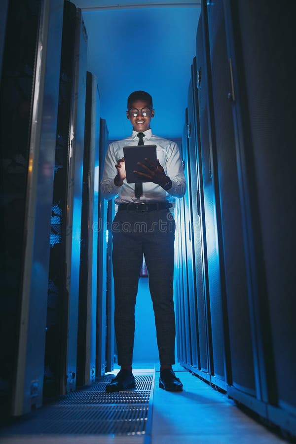 The Server Room is My Home. Full Length Shot of a Young it Specialist ...