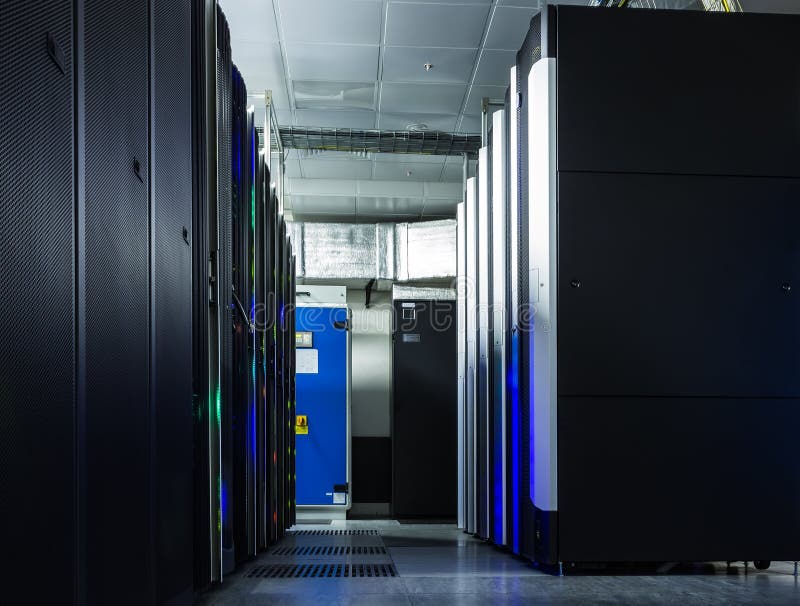 Server Room Network Communications Server Cluster in a Server Room ...