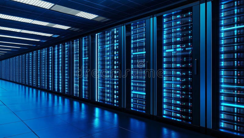 The Server Room of a Photo Data Center is Packed with State-of-the-art ...