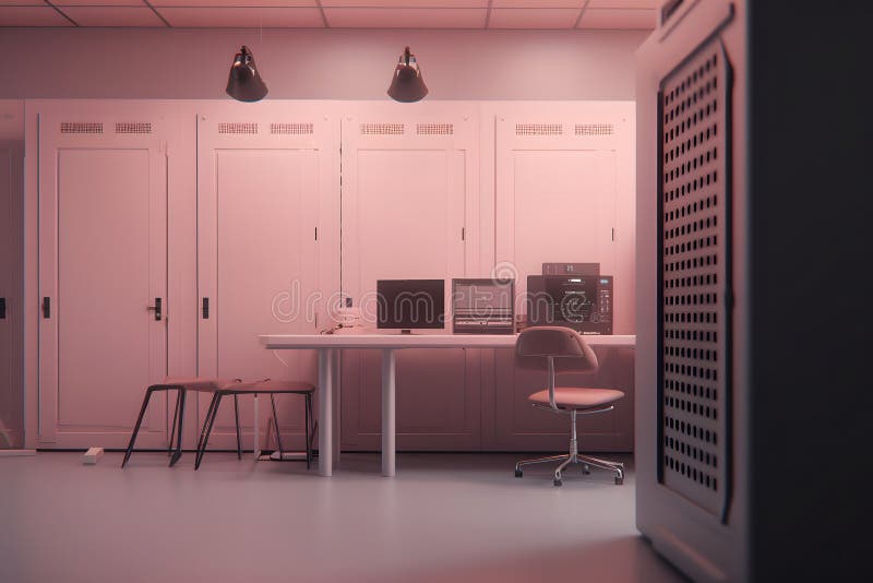 Server Room in Pink Colors. Modern Telecommunications Stock Image ...