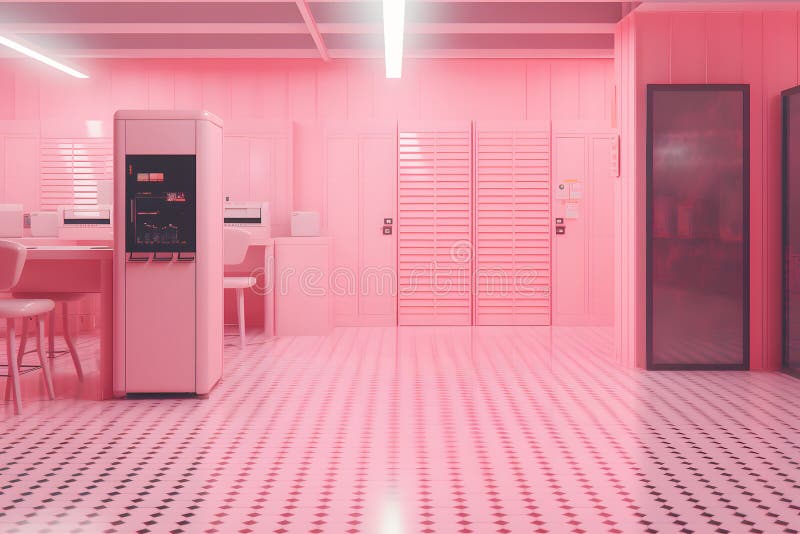 Server Room in Pink Colors. Modern Telecommunications Stock Photo ...