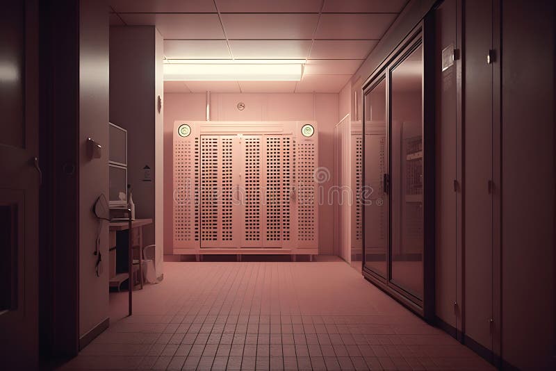 Server Room in Pink Colors. Modern Telecommunications Stock Photo ...