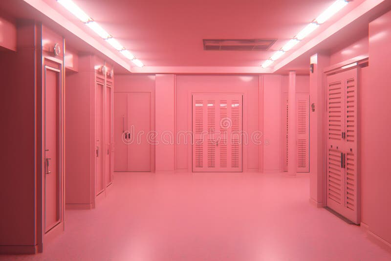 Server Room in Pink Colors. Modern Telecommunications Stock Image ...