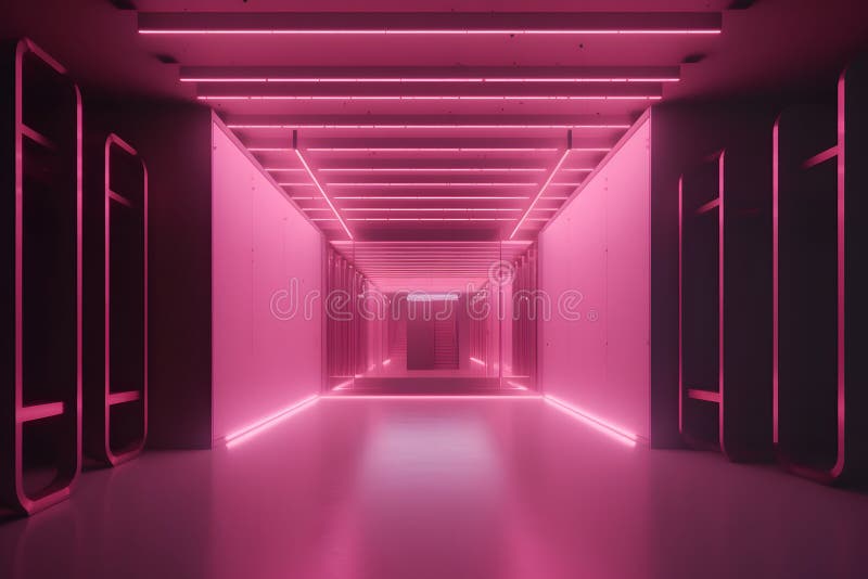 Server Room in Pink Colors. Modern Telecommunications Stock Image ...