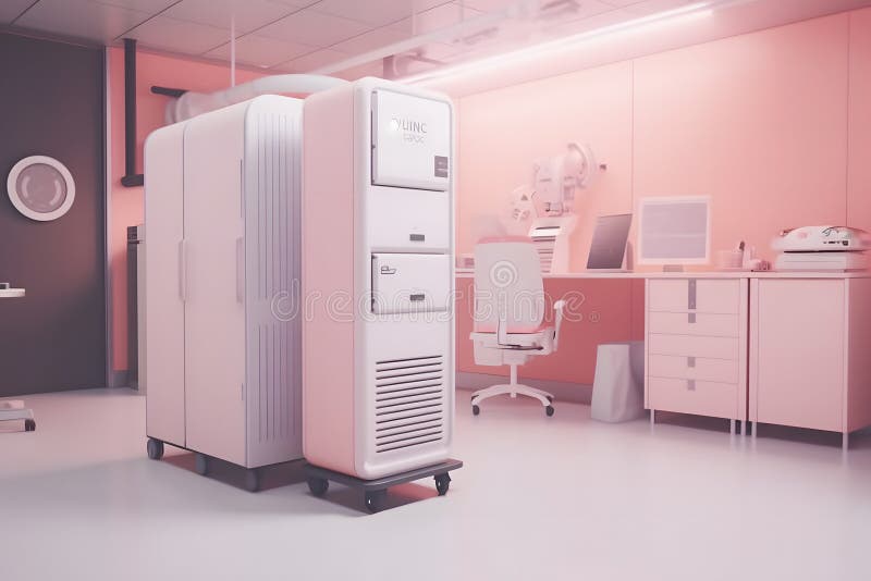 Server Room in Pink Colors. Modern Telecommunications Stock Image ...