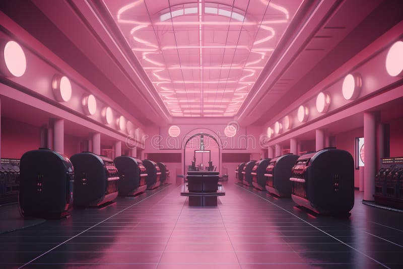 Server Room in Pink Colors. Modern Telecommunications Stock Photo ...