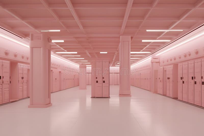 Server Room in Pink Colors. Modern Telecommunications Stock Photo ...