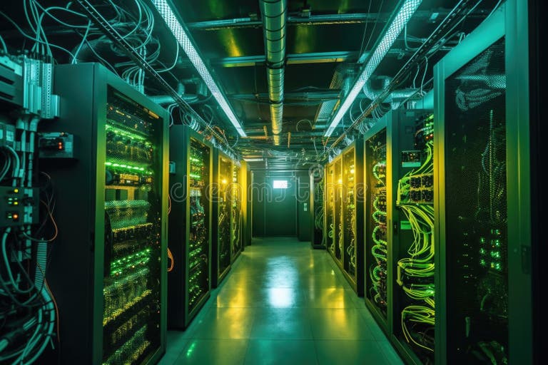 Server Room Powering Ai Algorithms in Data Center Stock Illustration - Illustration of ...