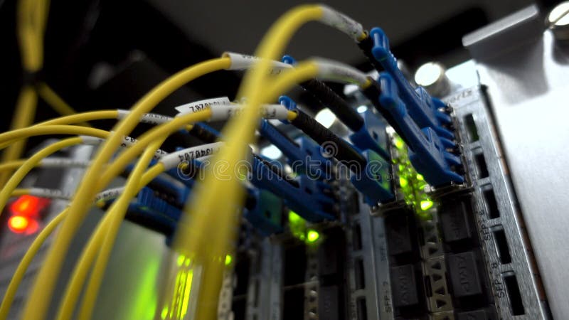 Fiber Optical Connector Interface. Fibre Channel Swich Stock Footage ...