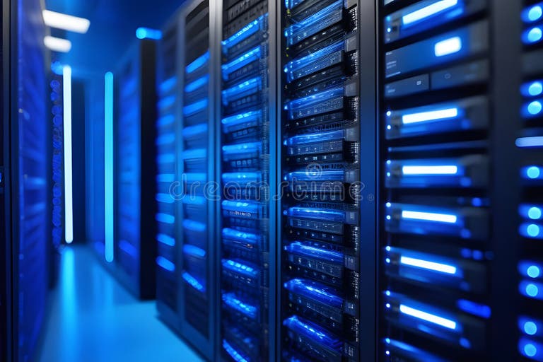 Server Room. Rack-Mounted Servers. Cloud Computing, Hosting, Big Data ...