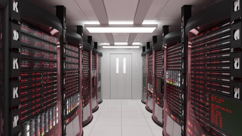 Modern Working Server Room with Rack Servers Stock Video - Video of ...