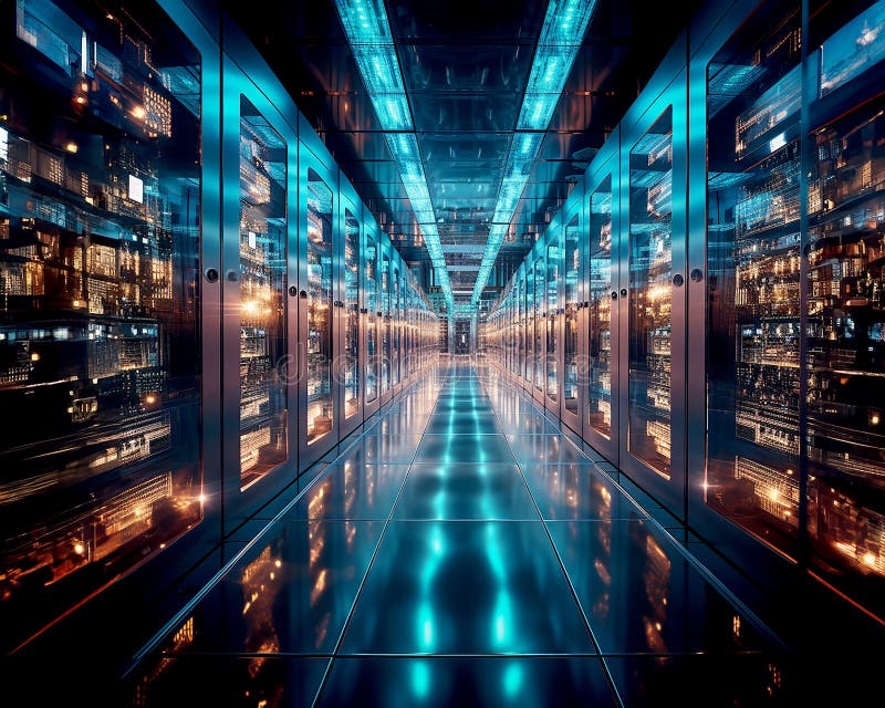 Server Room with Server Racks in the Center of the Data Banner Stock ...