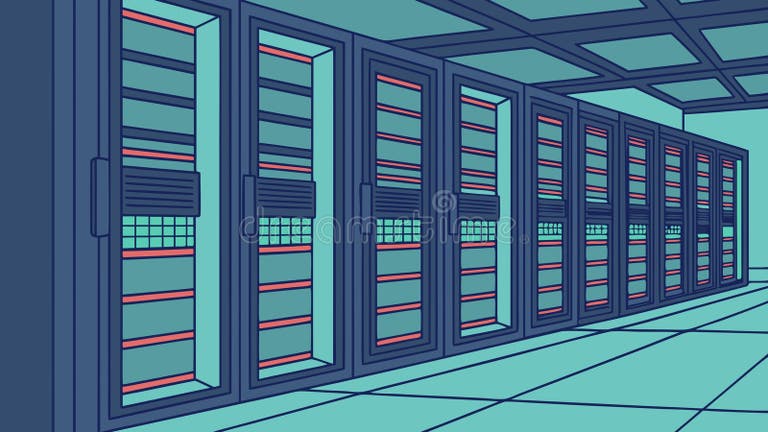 A Server Room with Racks of Computer Equipment for Data Storage. Vector ...