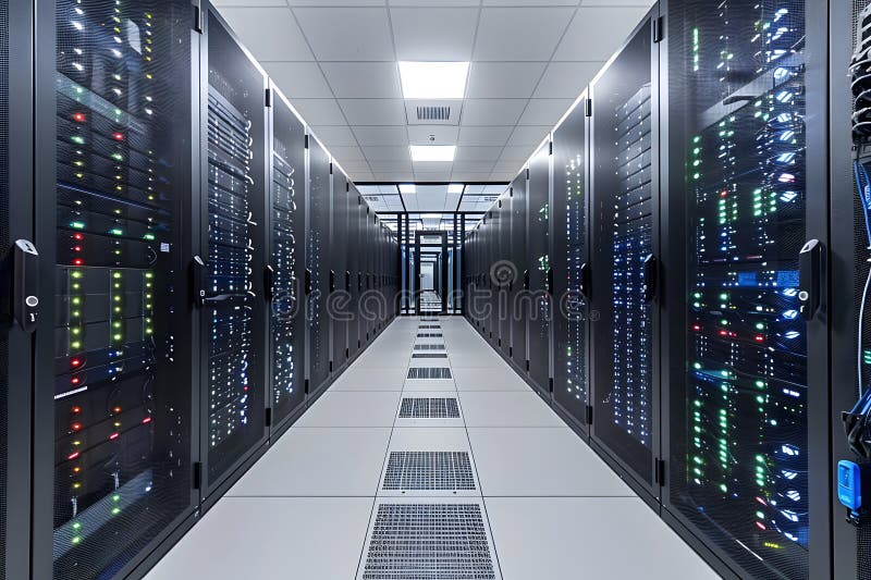 Server Room with Server Racks in Data Center Stock Image - Image of ...