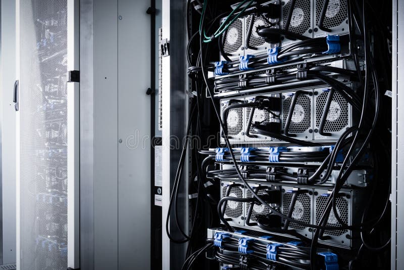 Server Room with Racks in Internet Data Center Stock Image - Image of ...