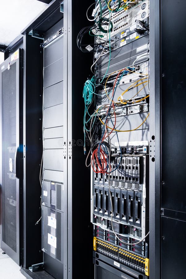 Server Room with Racks in Internet Data Center Stock Image - Image of ...