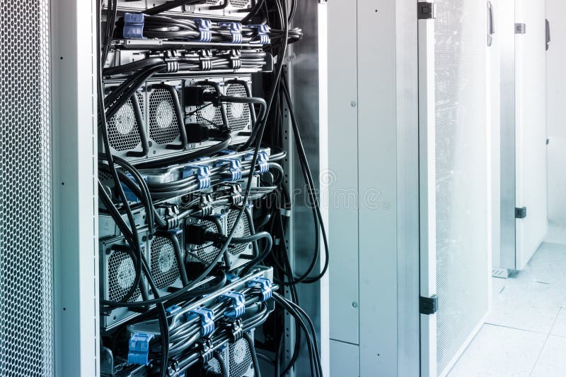 Server Room with Racks in Internet Data Center Stock Image - Image of ...