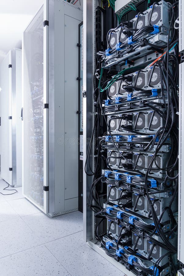 Server Room with Racks in Internet Data Center Stock Image - Image of ...