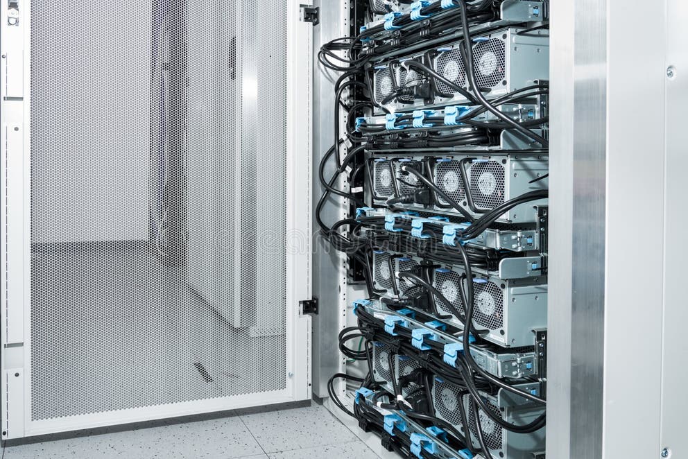 Server Room with Racks in Internet Data Center Stock Photo - Image of ...