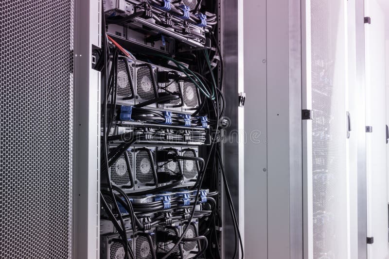 Server Room with Racks in Internet Data Center Stock Image - Image of ...