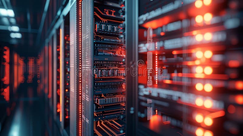 Server Room with Red Lights Stock Image - Image of rack, servers: 334654065