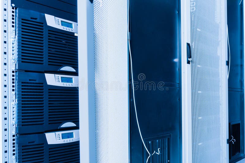 Server Room with a Row of Server Racks Stock Image - Image of ...