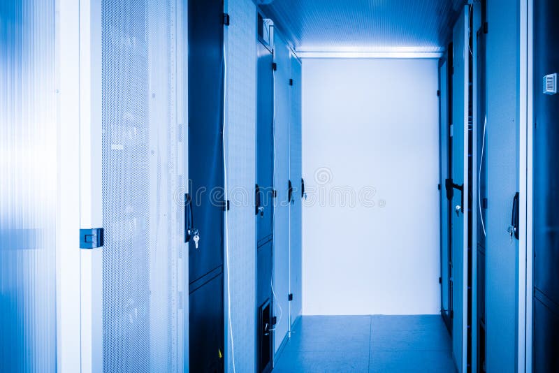 Server Room with a Row of Server Racks Stock Photo - Image of racks ...