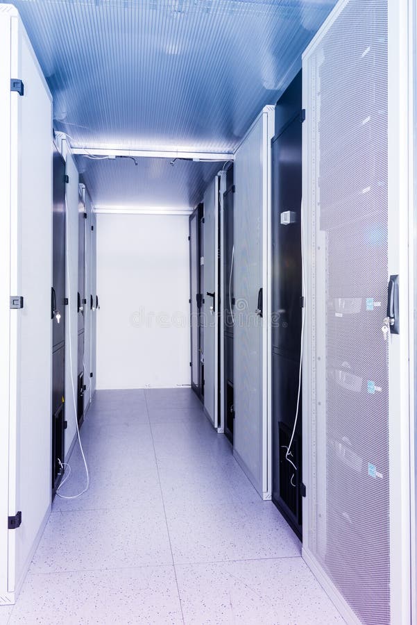Server Room with a Row of Server Racks Stock Photo - Image of broadband ...